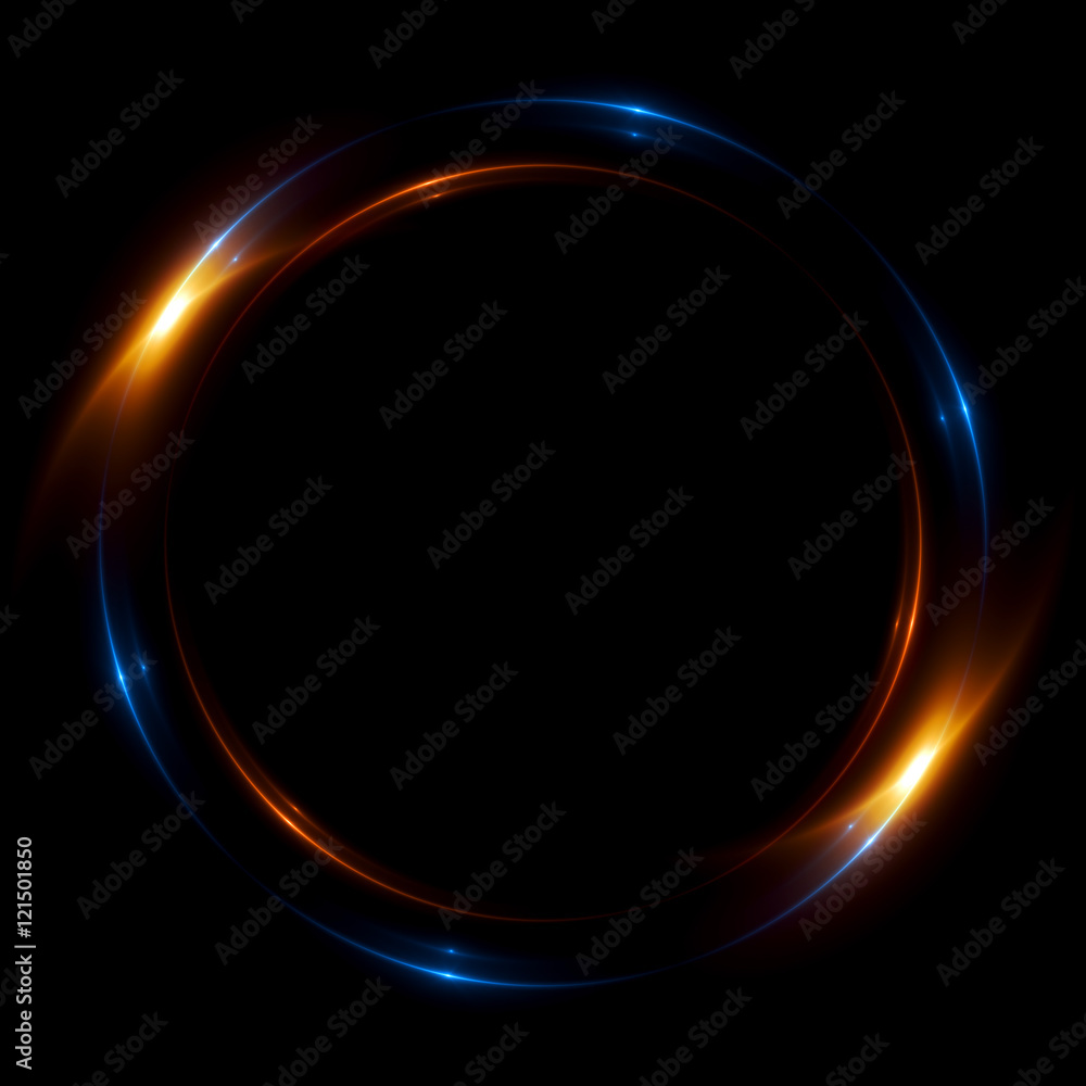 Abstract ring background with luminous swirling backdrop. Glowing ...