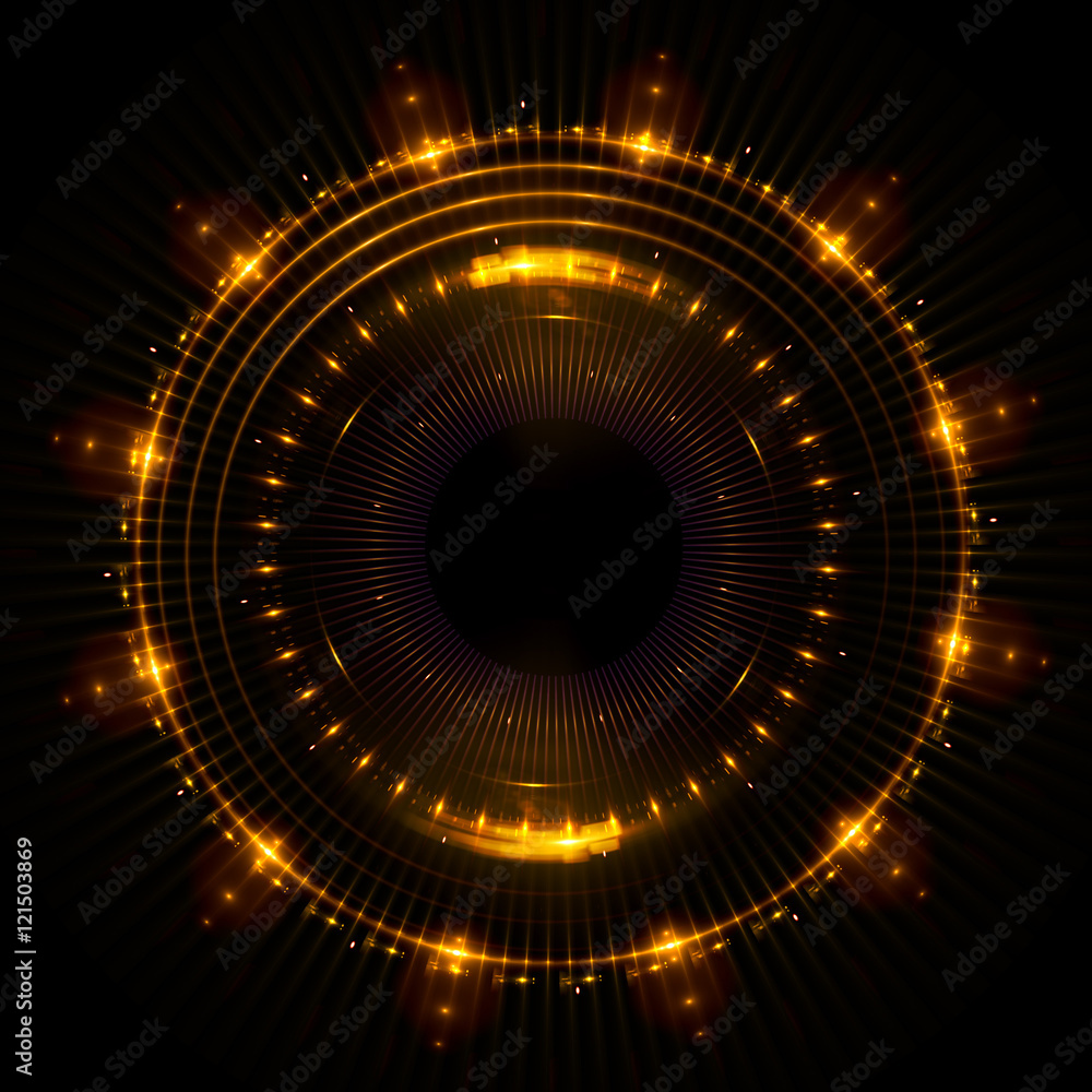 Abstract ring background with luminous swirling backdrop. Glowing ...