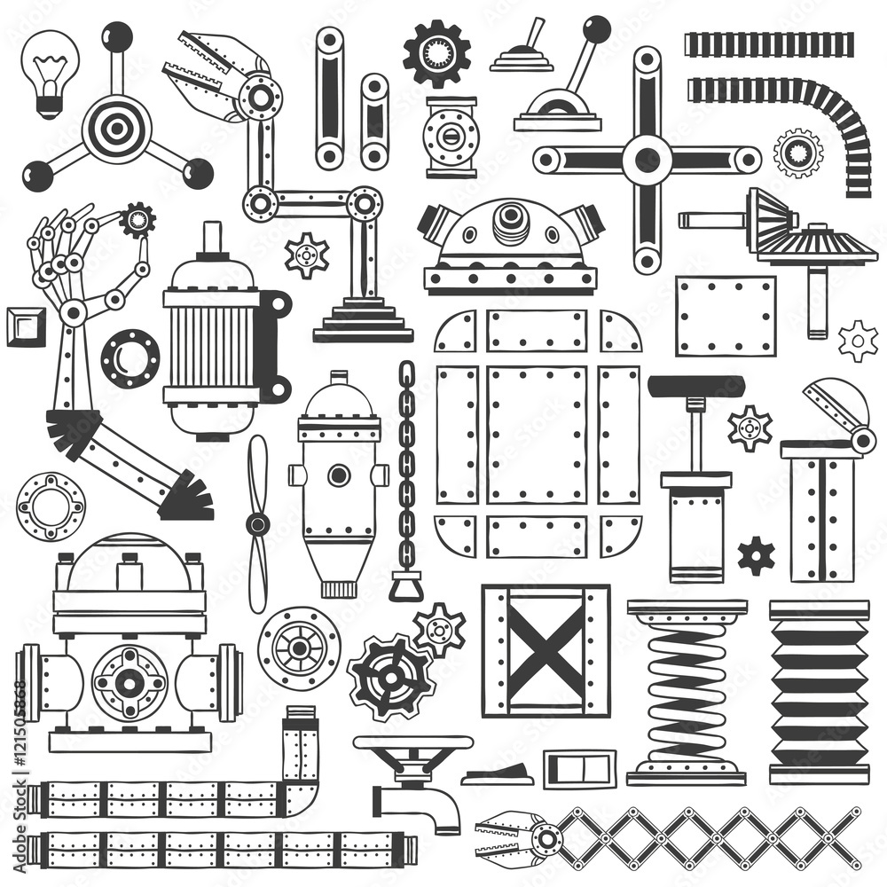 Spare parts collection to create machines, robots, devices. Handmade in ...