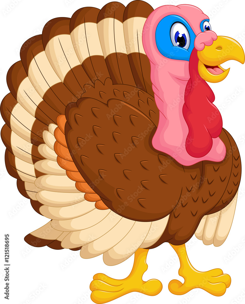 cute turkey cartoon posing Stock Vector | Adobe Stock