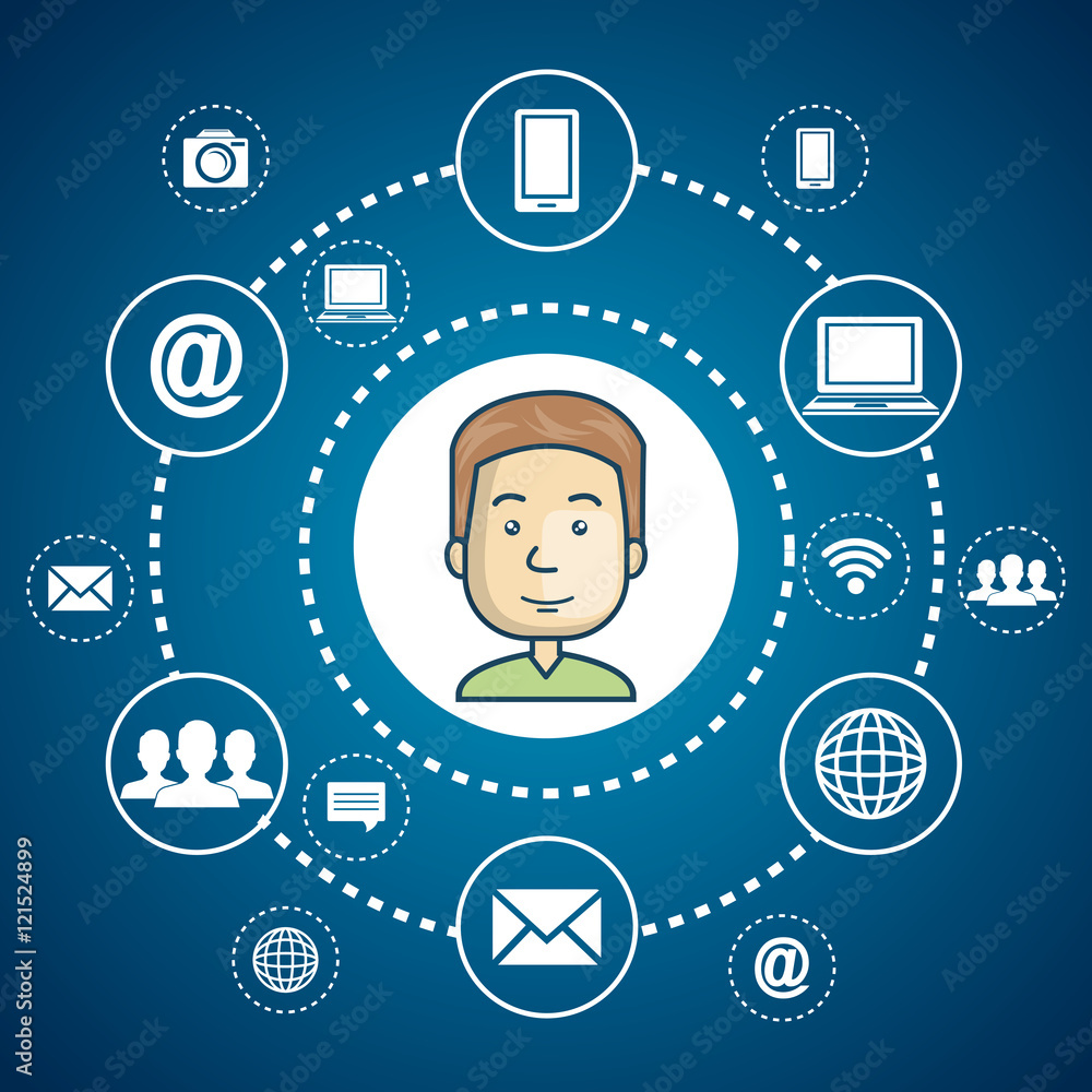 cartoon guy internet communication media web graphic vector ...