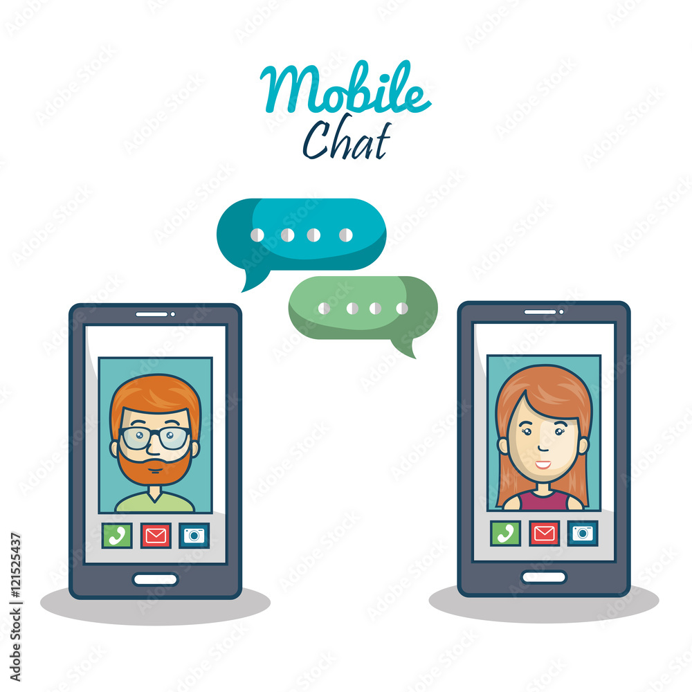 cartoon smartphone character mobile chat graphic vector illustration ...