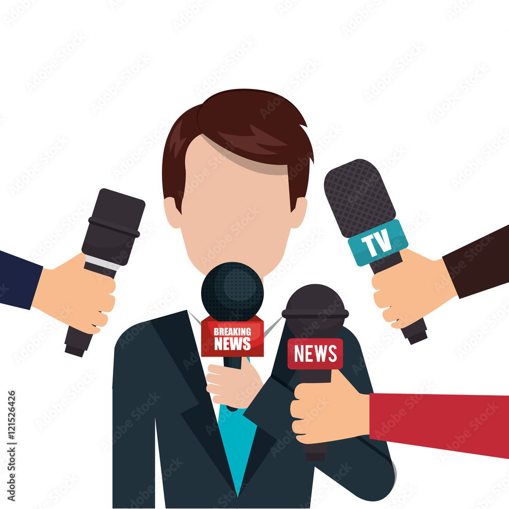character microphone interview graphic vector illustration eps 10 Stock ...
