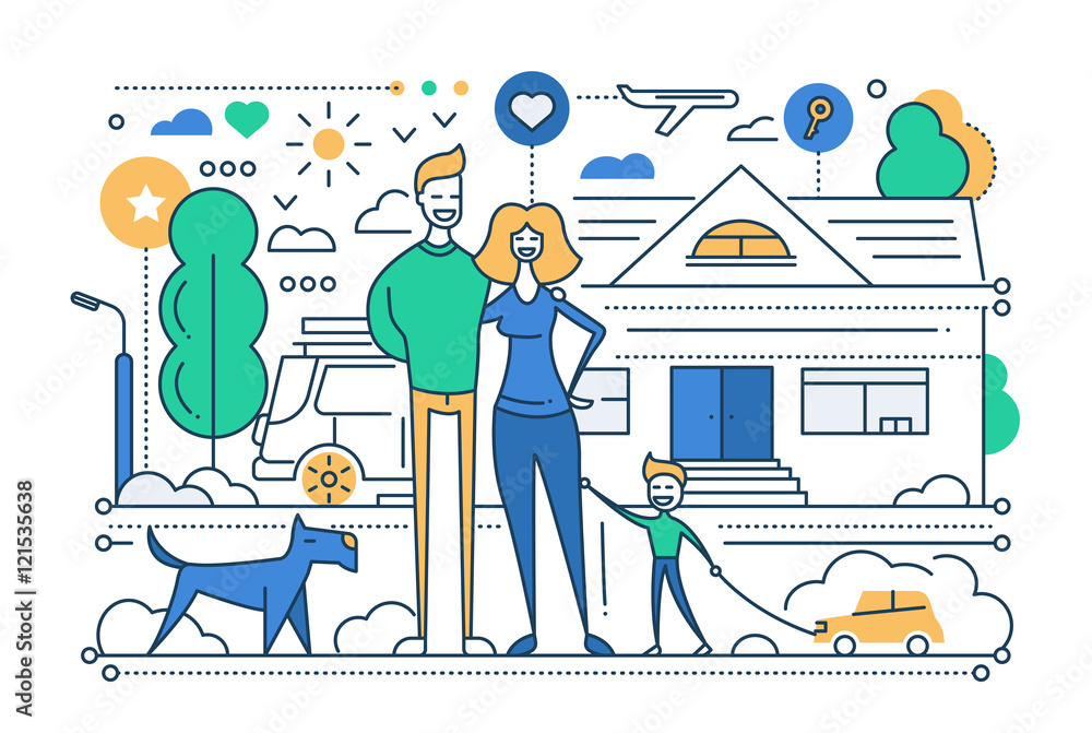 Family Life - line design composition Stock Vector | Adobe Stock