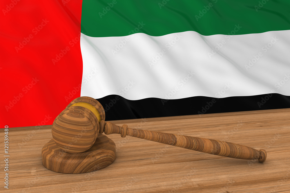 UAE Law Concept - Flag of the United Arab Emirates Behind Judge's Gavel ...