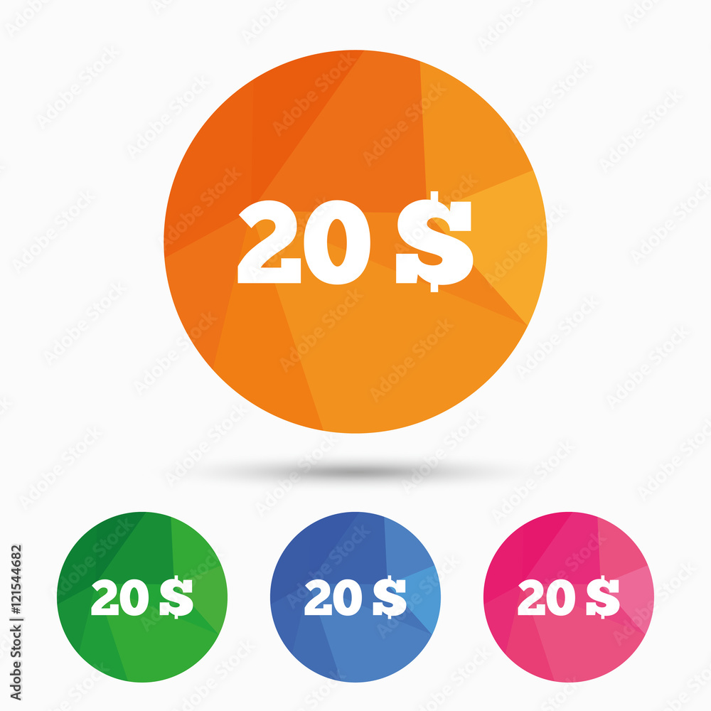 20 Dollars sign icon. USD currency symbol. Stock-Vektorgrafik | Adobe Stock