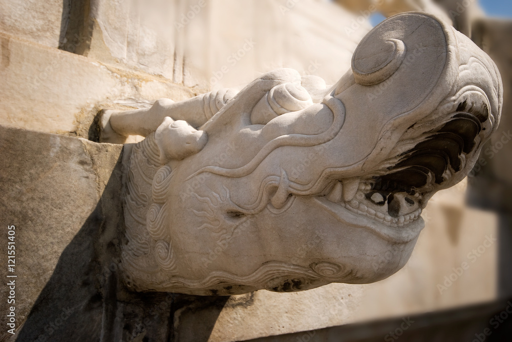 Dragon head decoration on the Temple of Heaven, Beijing, China Stock ...