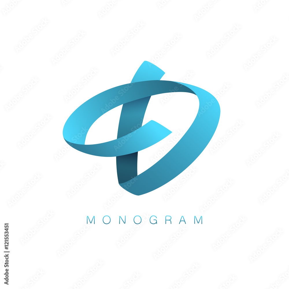 Letter "D" ribbon monogram. Eps10 vector illustration. Stock Vector ...