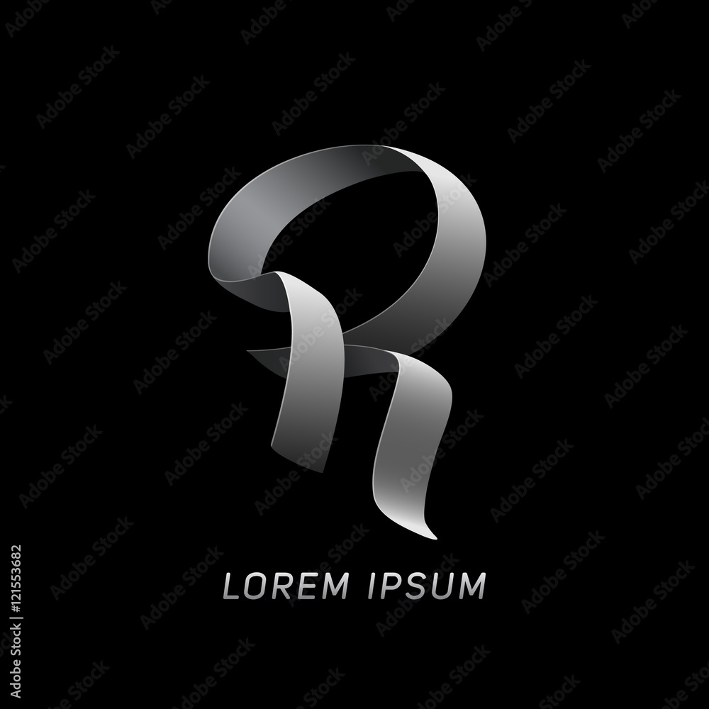 Letter "R" ribbon monogram. Eps10 vector illustration. Stock Vector ...