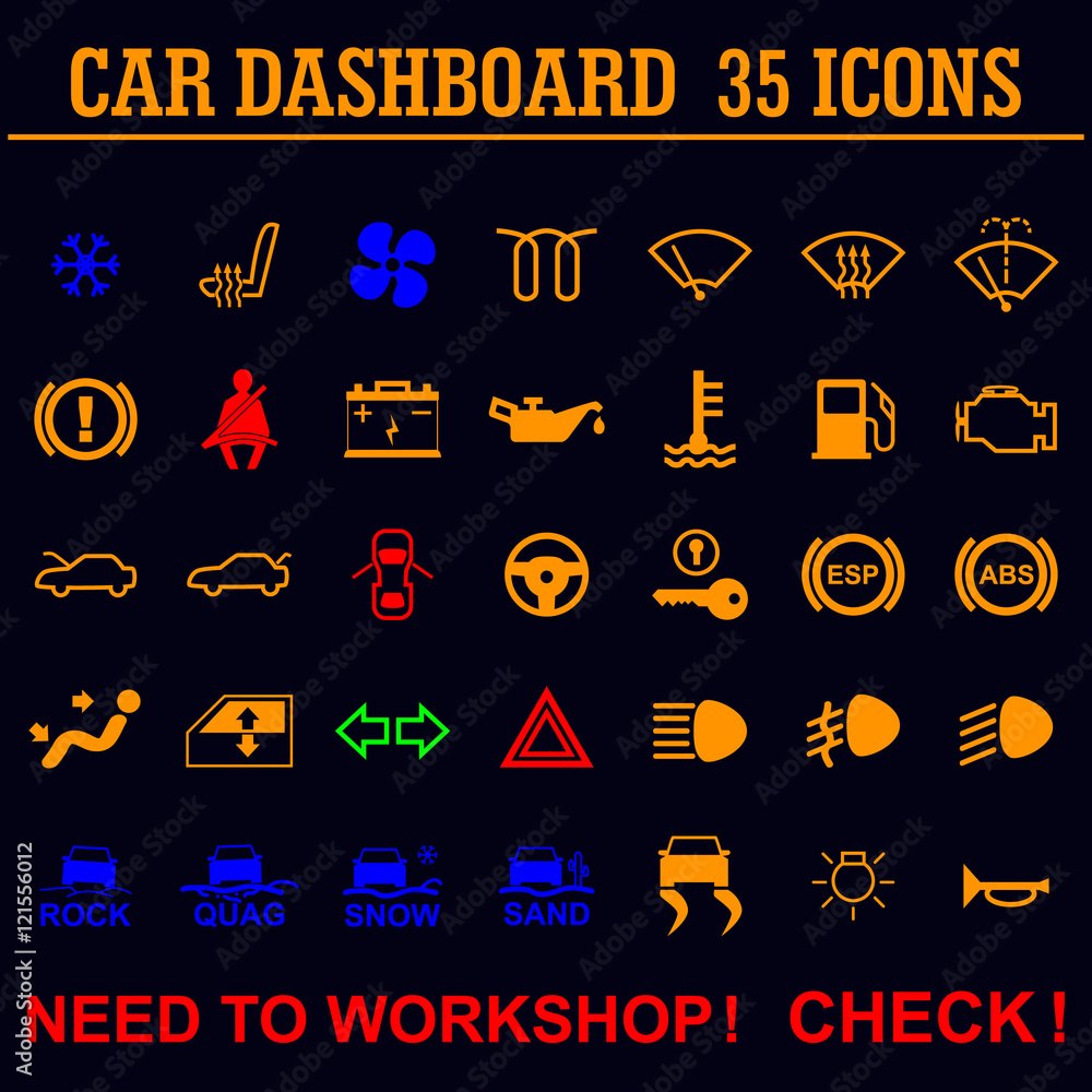 Car dashboard panel indicators. Stock Vector | Adobe Stock