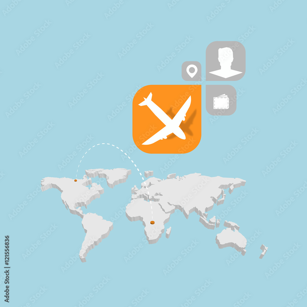 Traveling map with airplane infographics concept. Vector illustration ...