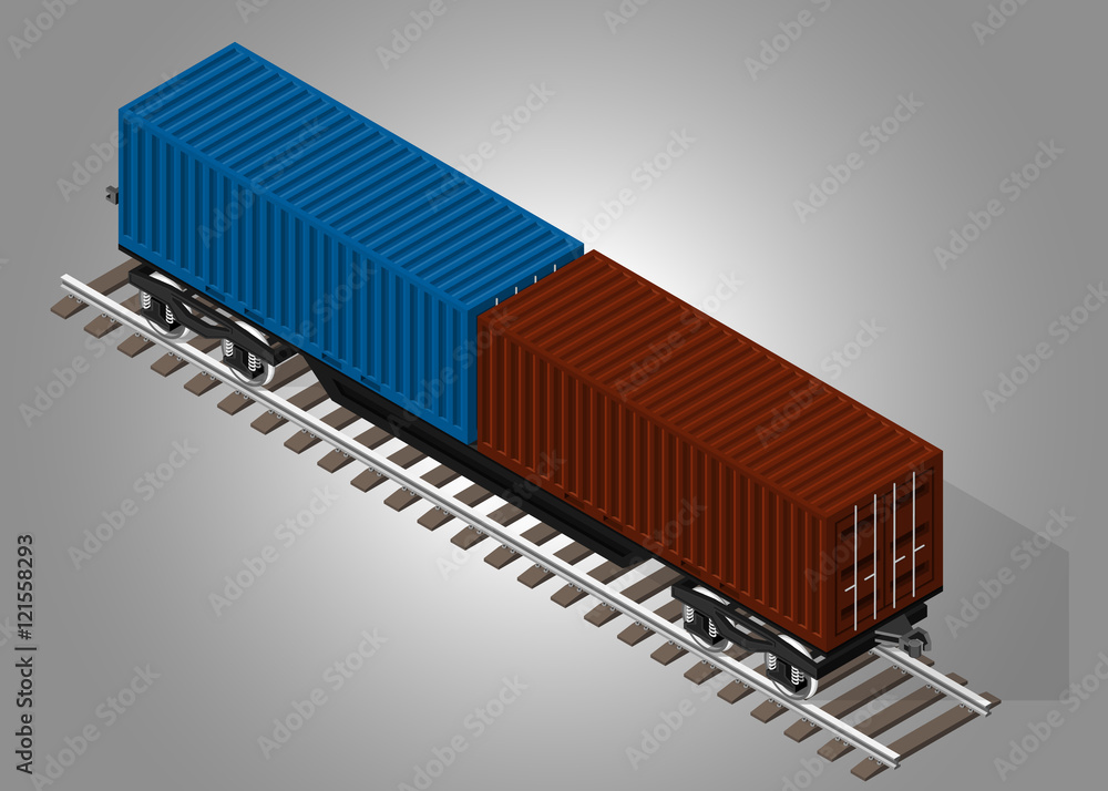 Vector isometric illustration of rail platform for transportation of ...