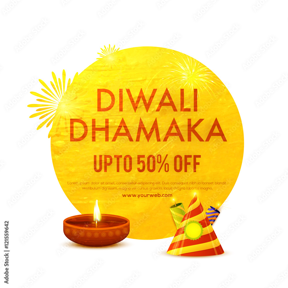 Diwali Dhamaka Poster, Banner or Flyer. Stock Vector | Adobe Stock