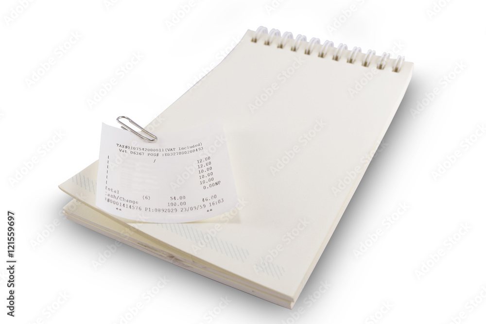 Receipt, Tax invoice and Notebook Stock Photo | Adobe Stock