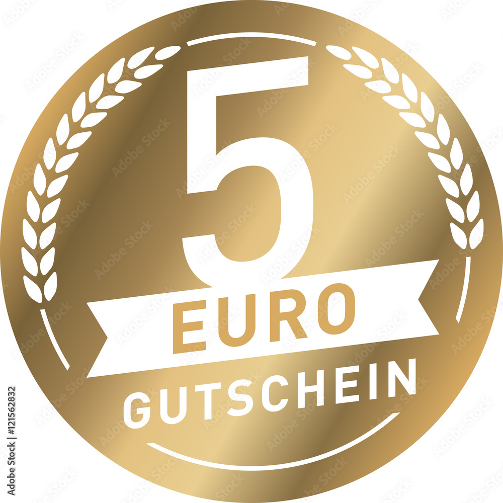 Vettoriale Stock Goldener Button 5 Euro Gutschein | Adobe Stock