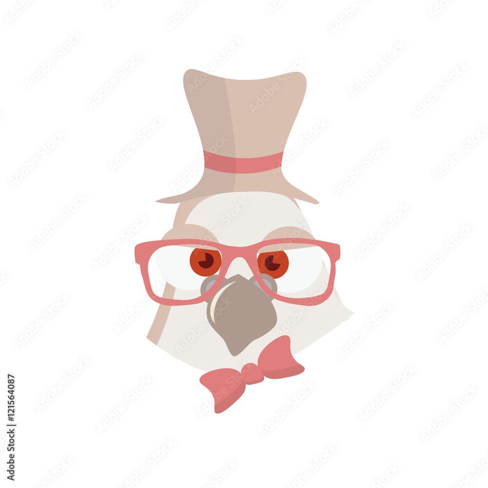 Pigeon vector. Pastel colors. Pigeon in a cylinder hat, top hat. Funny ...