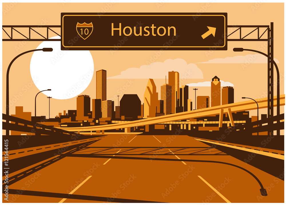 Houston skyline Stock Vector | Adobe Stock