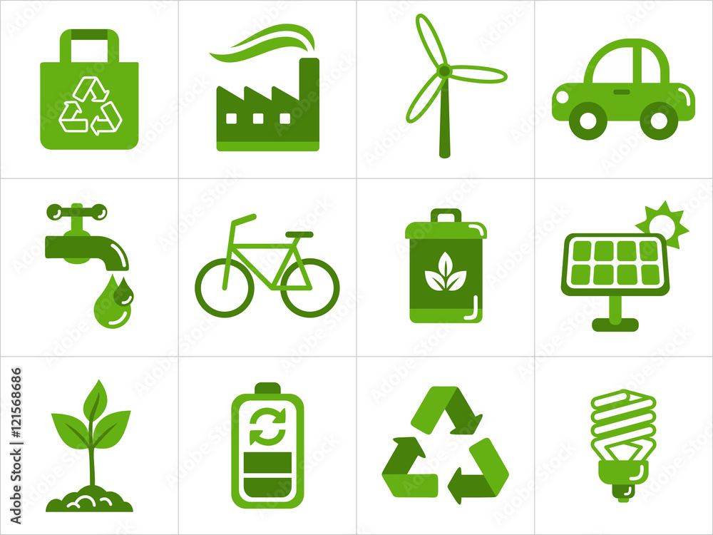 Eco icons set, easy to edit, re-size and colorize Stock Vector | Adobe ...