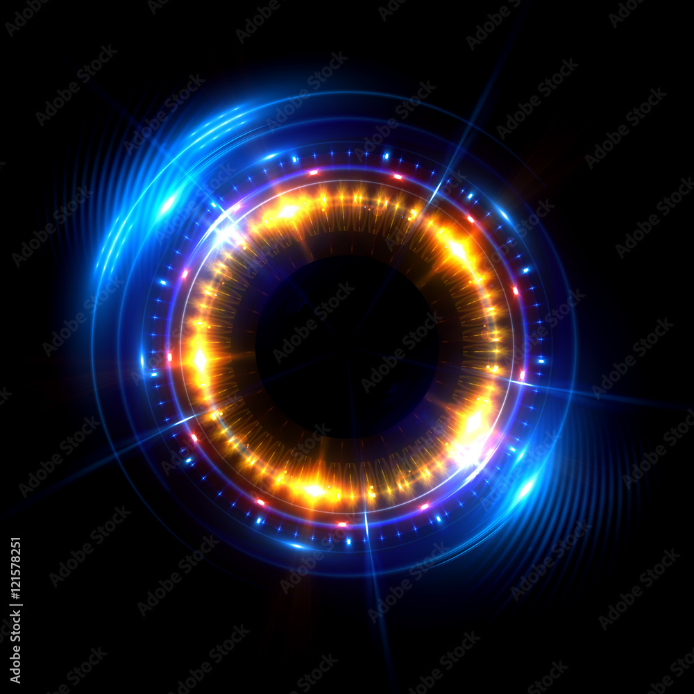 Abstract ring background with luminous swirling backdrop. Glowing ...
