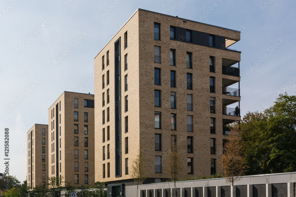 German Architecture Apartment Building Complex Modern Balconies ...