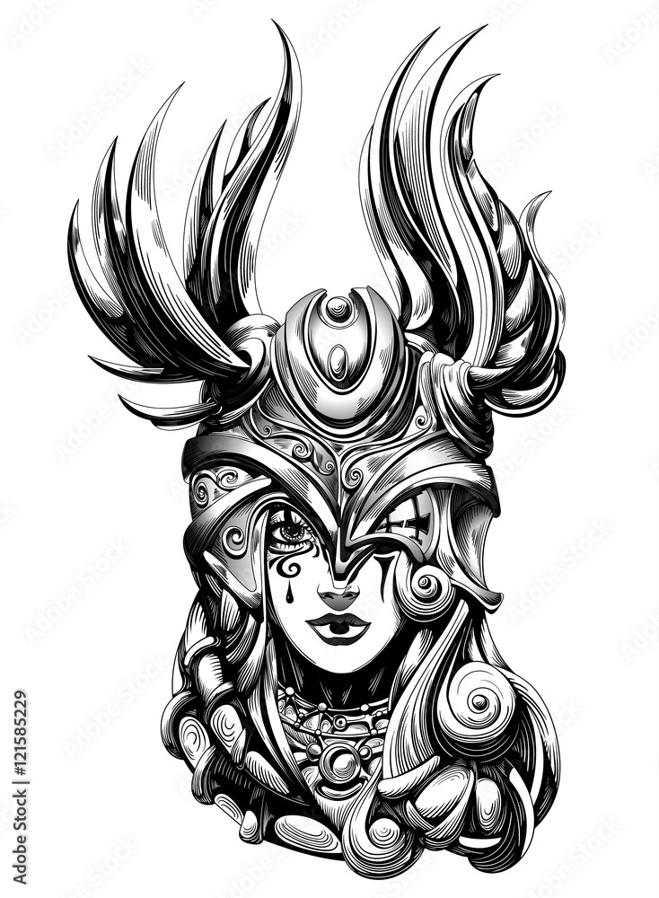 Valkyrie unbalanced helmet vector de Stock | Adobe Stock