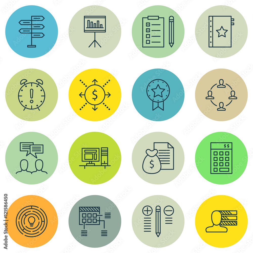 Set Of Project Management Icons On Decision Making, Investment ...