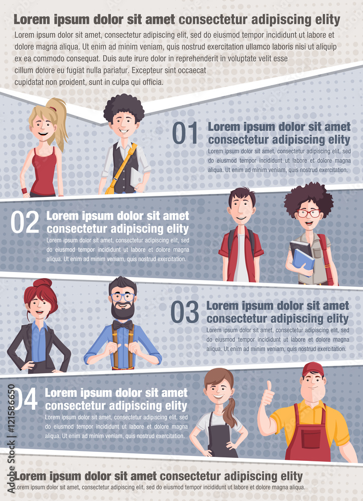 Vector brochure backgrounds with cartoon people. Infographic template ...