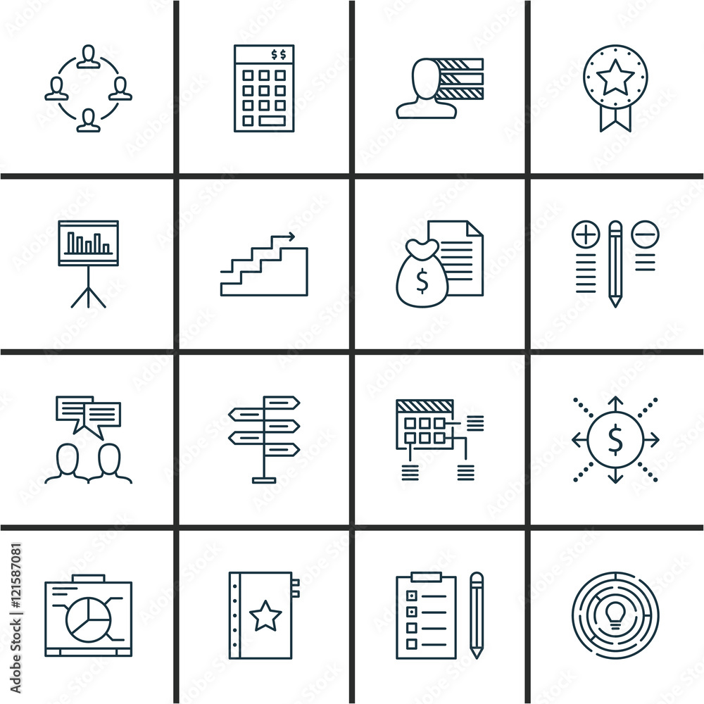 Set Of Project Management Icons On Money Revenue, Team Meeting ...