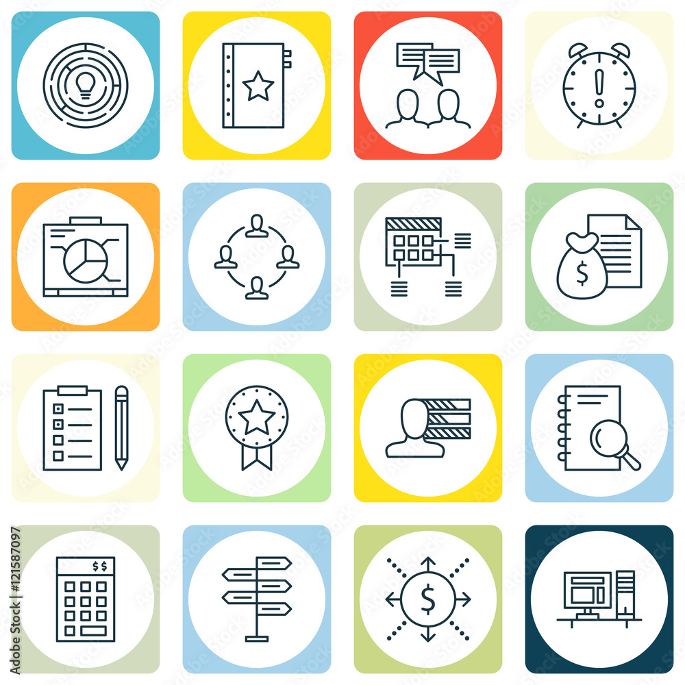 Set Of Project Management Icons On Planning, Decision Making, Cash Flow ...