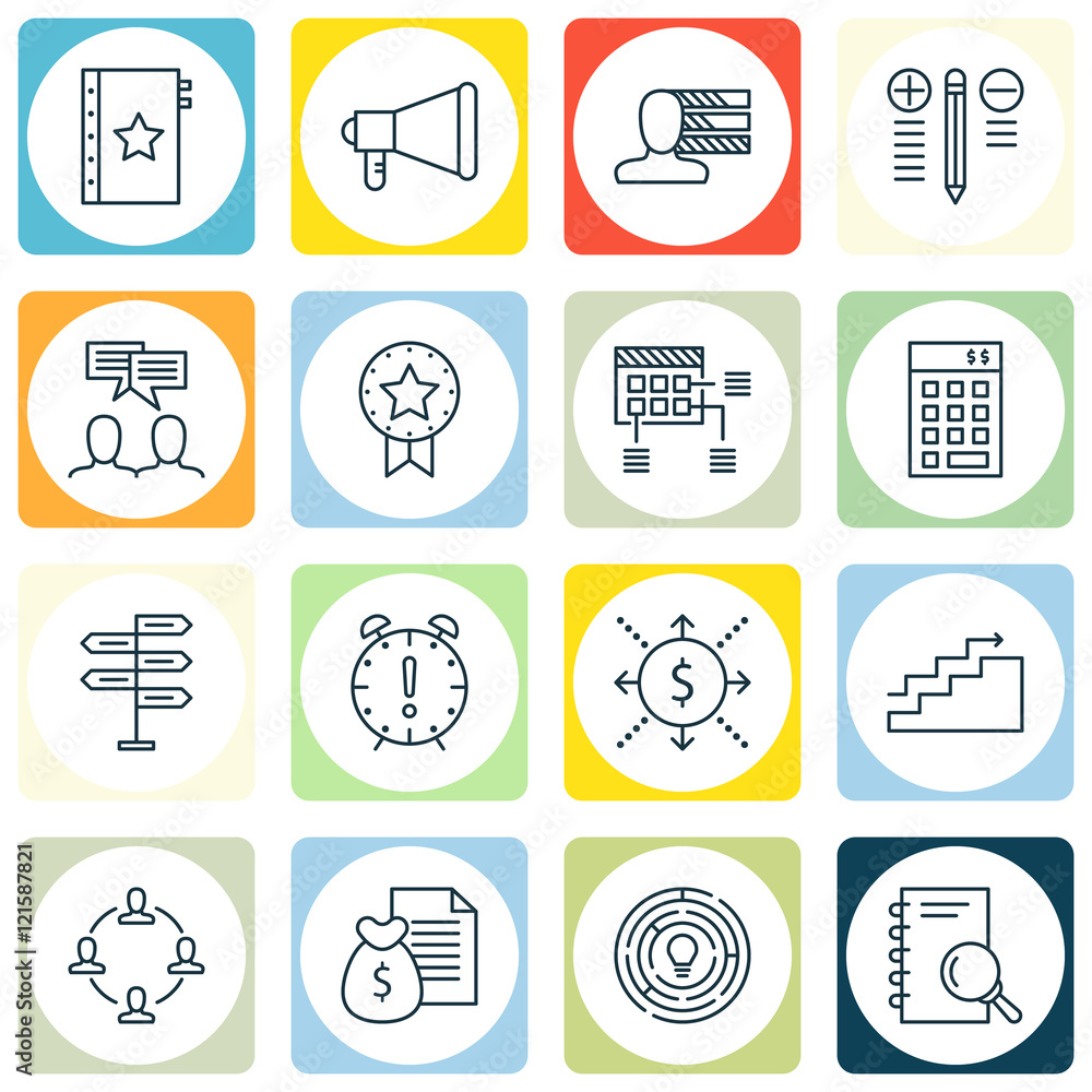Set Of Project Management Icons On Money Revenue, Decision Making ...