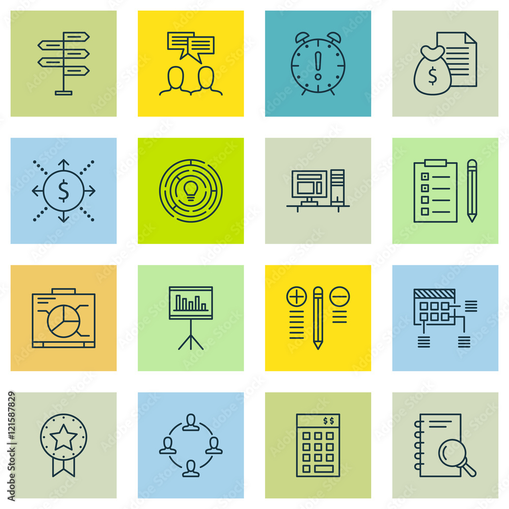 Set Of Project Management Icons On Decision Making, Statistics, Task ...