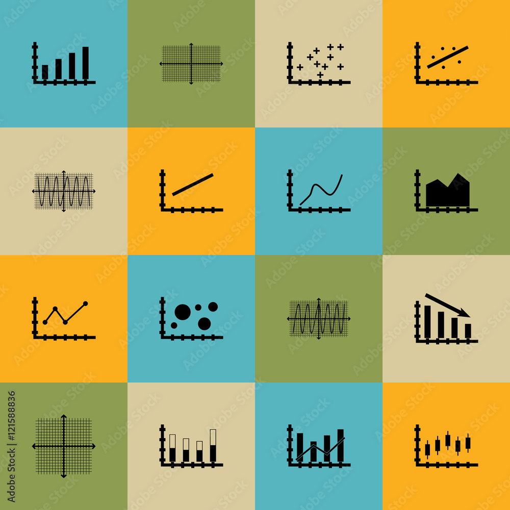 Set Of Graphs, Diagrams And Statistics Icons. Premium Quality Symbol ...