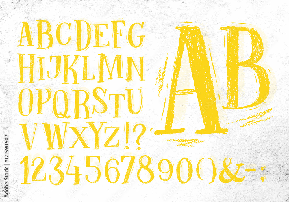 Pencil font yellow alphabet Stock Vector | Adobe Stock