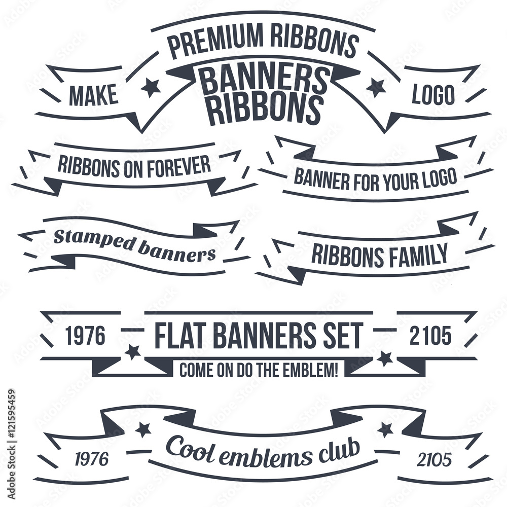 Original banners and ribbons for emblems and logos. A set of examples ...