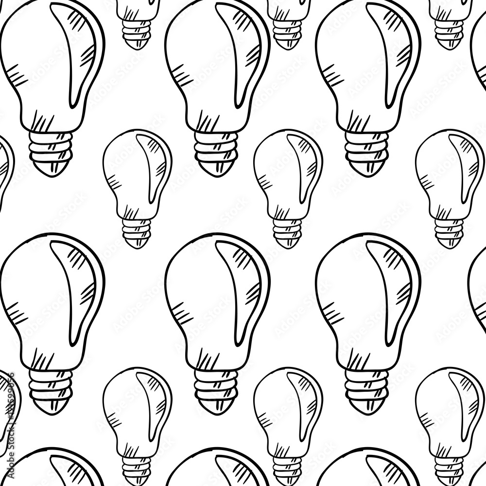 bulb light power energy background. drawn design. vector illustration ...
