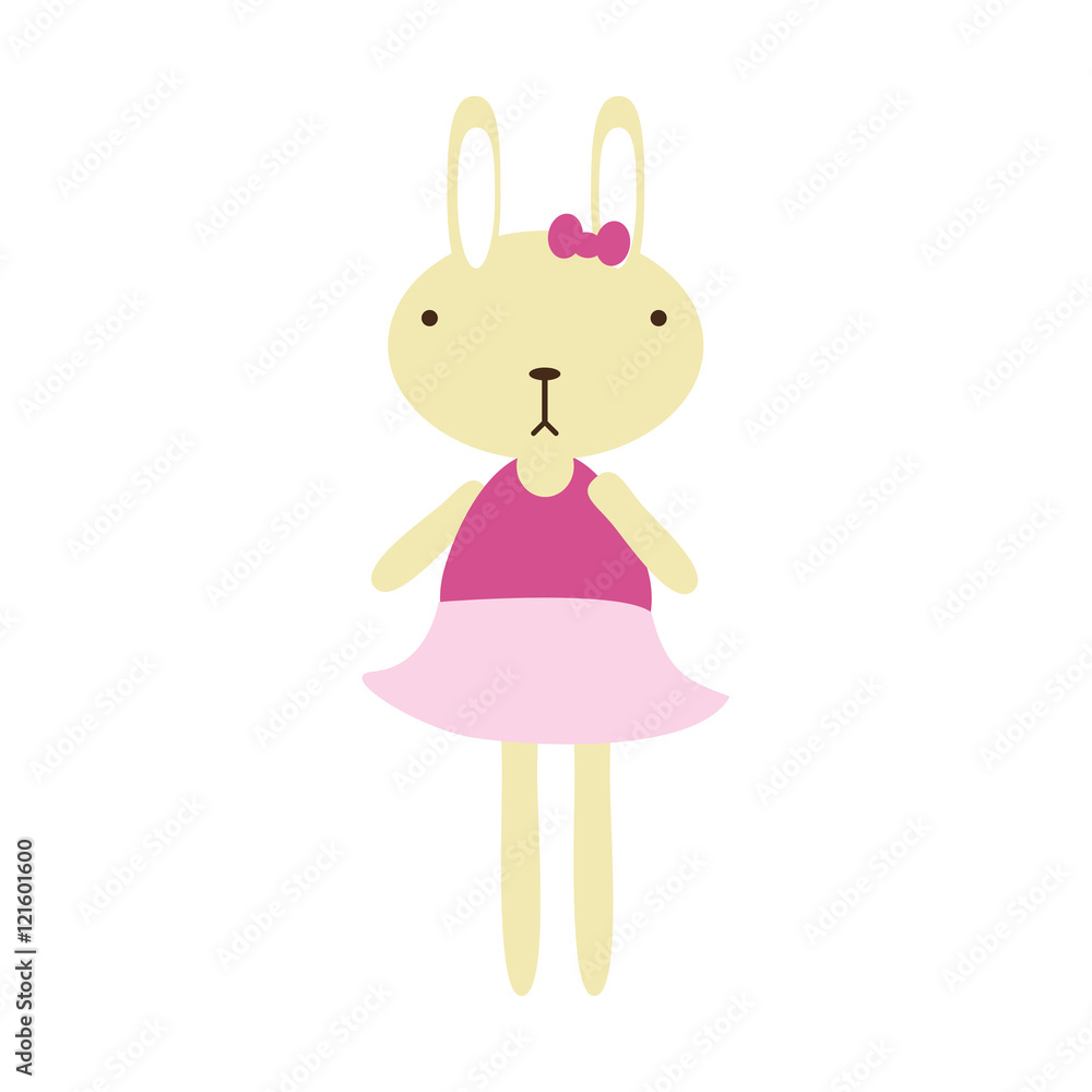 cartoon cute rabbit animal with pink dress. vector illustration Stock ...