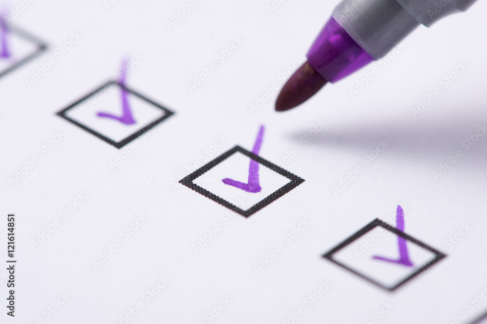 Checkbox with purple tick Stock Photo | Adobe Stock