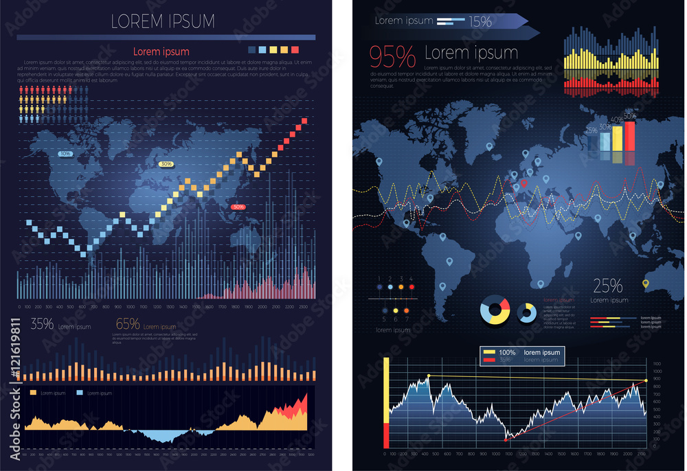 Graphic Chart with Map of the World Infographics Stock Vector | Adobe Stock
