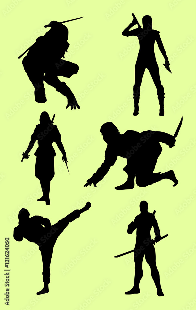ninja silhouette Stock Vector | Adobe Stock