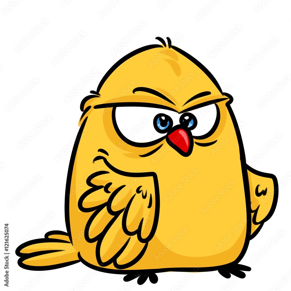 Yellow Angry Bird cartoon illustration isolated image character Stock ...