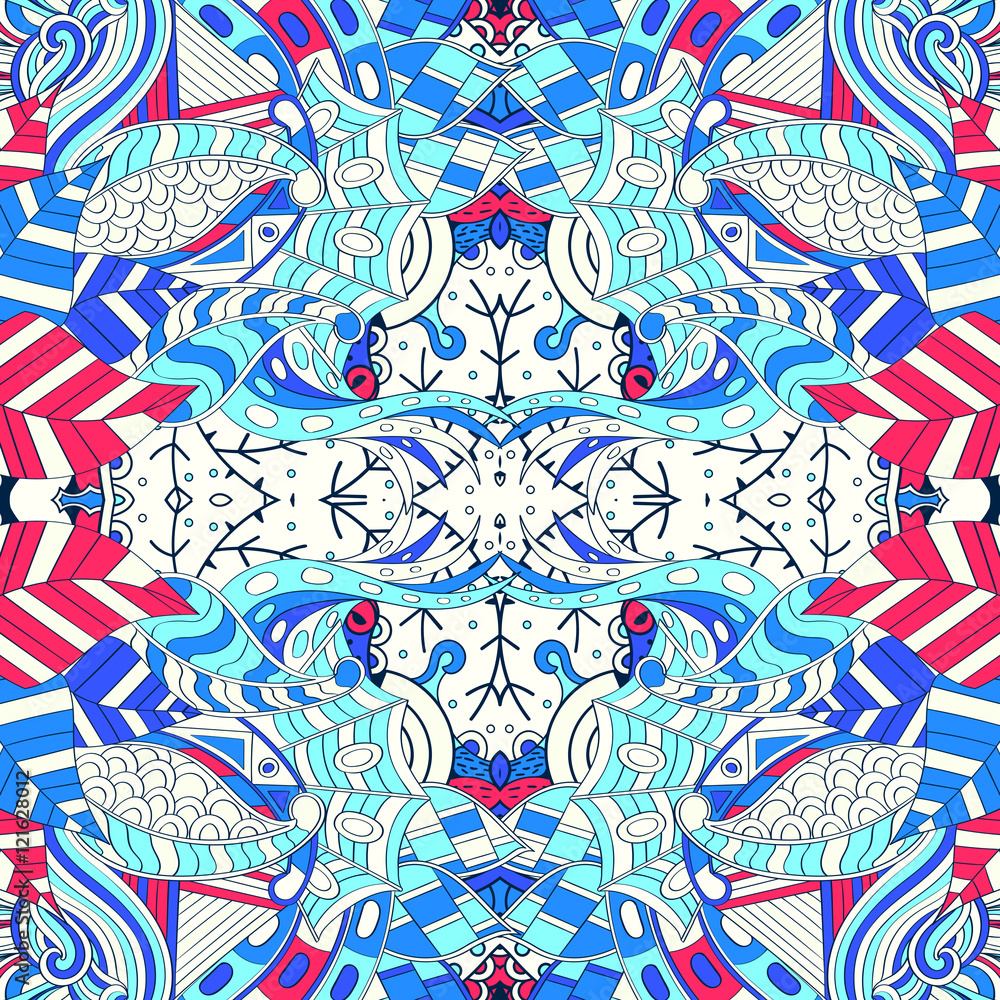 Tracery seamless calming pattern. Mehndi design. Ethnic colorful doodle ...