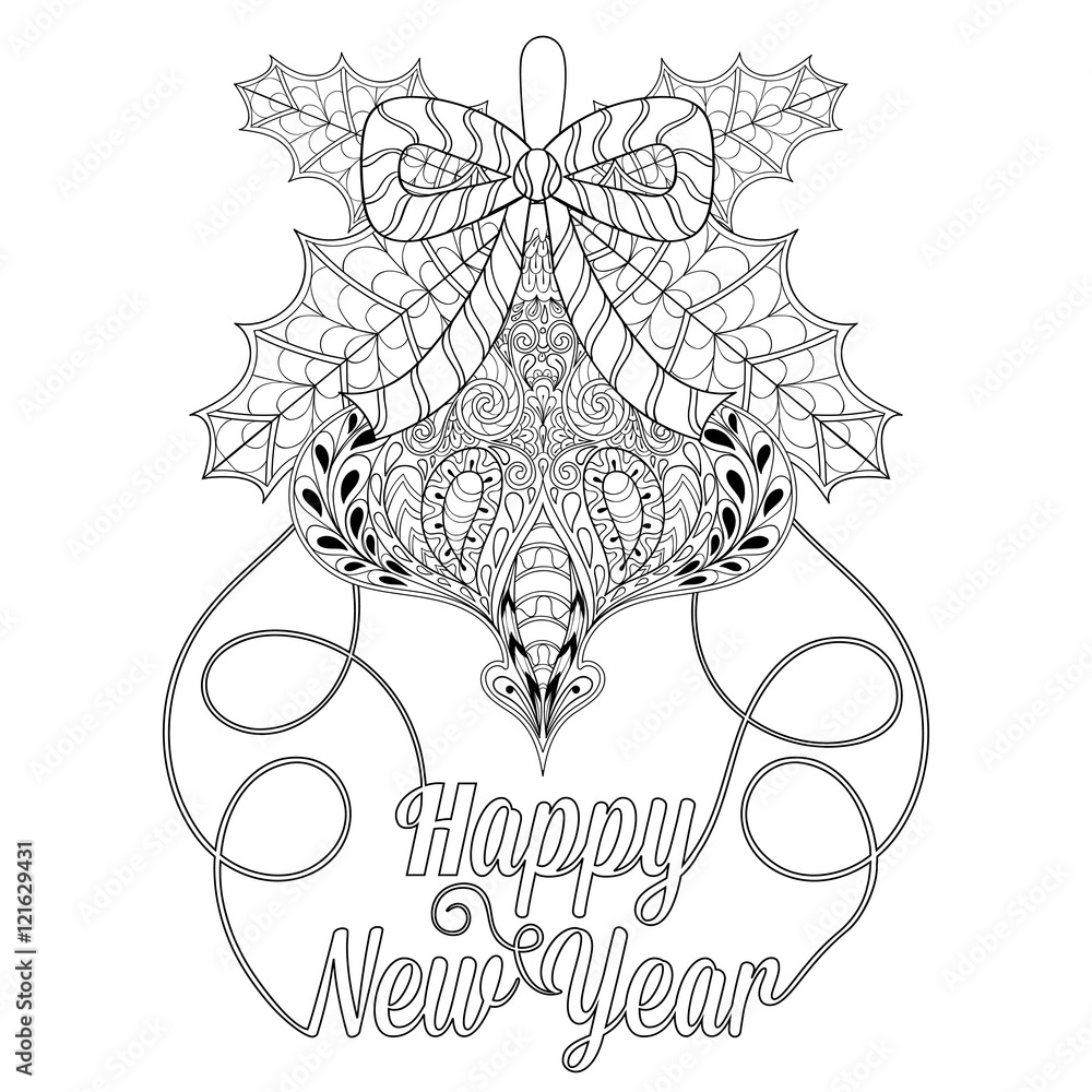 Christmas tree toy with mistletoe, wishes Happy New Year 2017 in ...