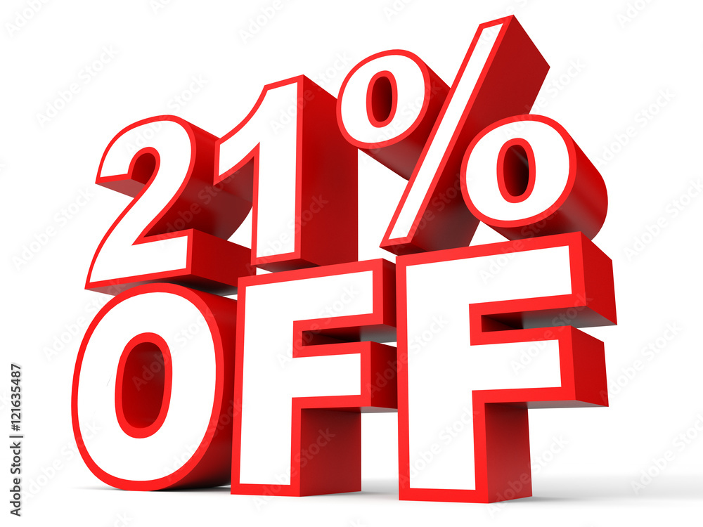 Discount 21 percent off. 3D illustration on white background. Stock ...