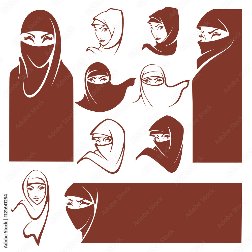 beautiful arabian girls collection, banners and portraits Stock Vector ...