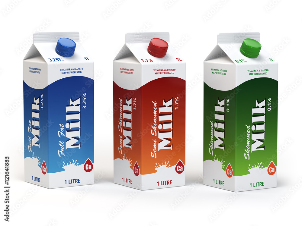 Milk carton packs isolated on white. Milk boxes. Stock Illustration ...