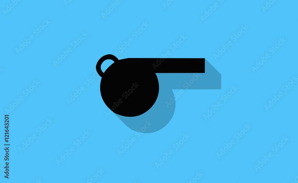 Vector black whistle with long shadow on flat background Stock Vector ...