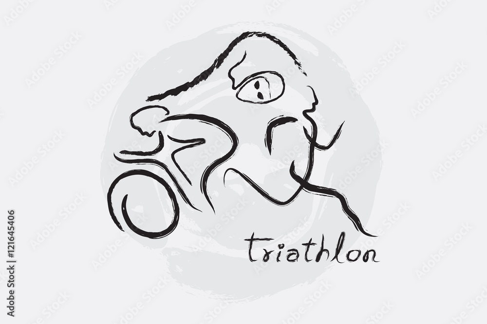 Triathlon graphic using brush stroke to design and form the shape of ...