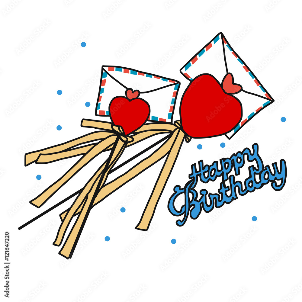 Happy birthday and love letter cartoon illustration Stock Vector ...