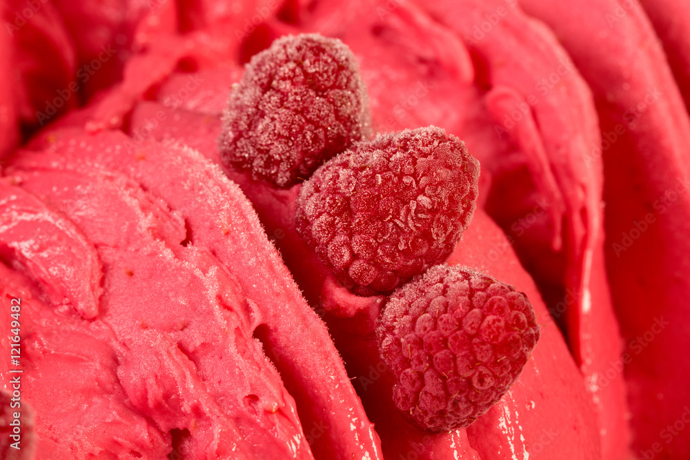 Watermelon cherry flavoured sorbet texture with raspberries. Stock ...