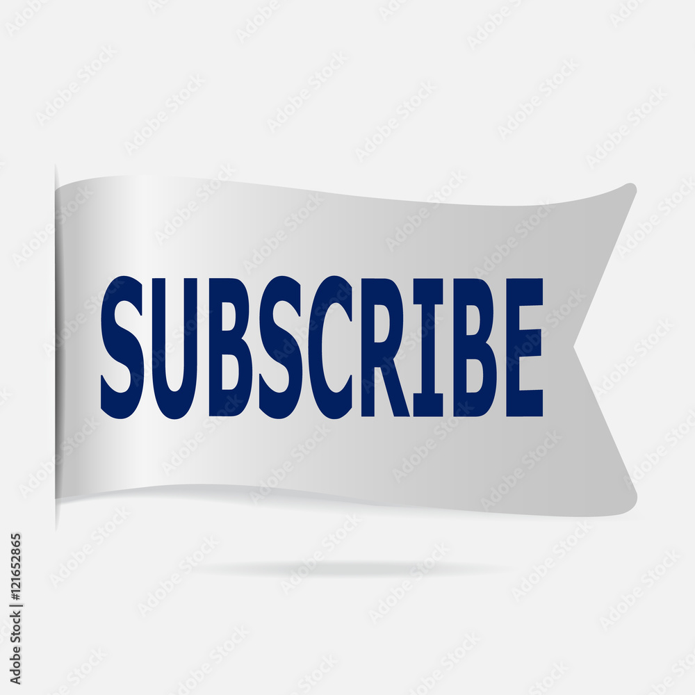 Subscribe label, silver ribbon badge Stock Vector | Adobe Stock